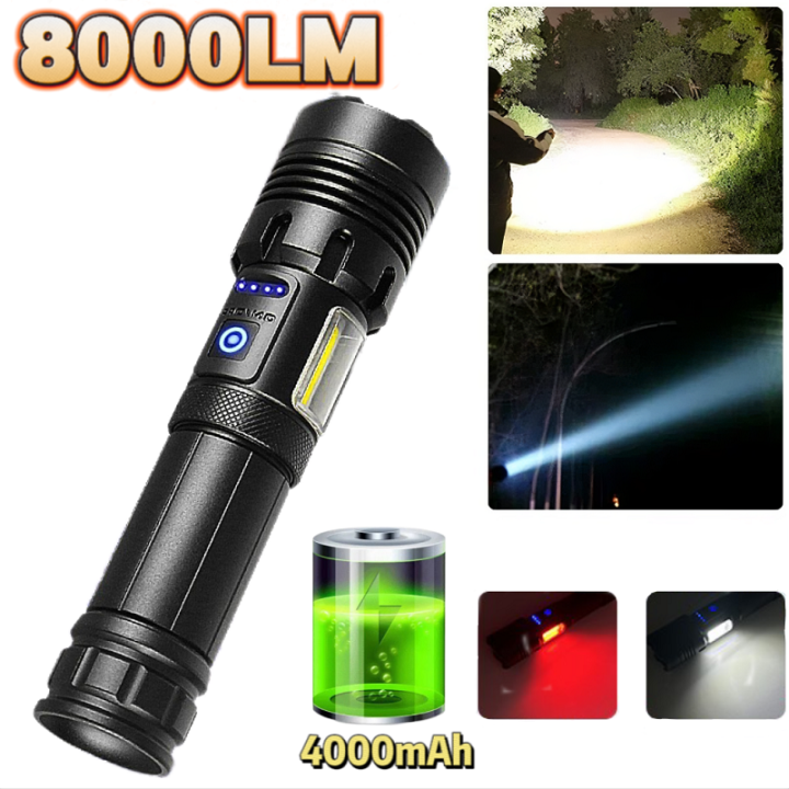 Most Powerful 100W Led Flashlight Type-c Rechargeable Torch Built-in ...