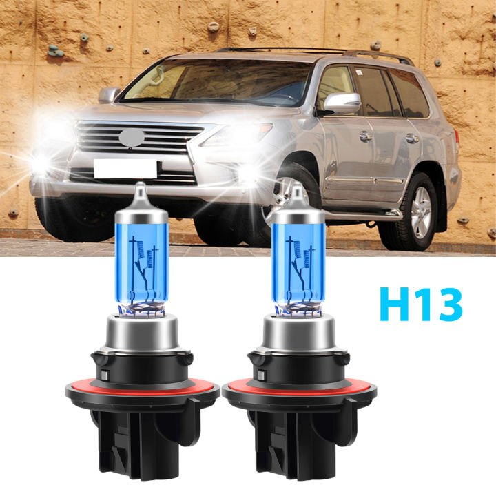 2PCS Universal H13 Halogen Headlight Car Light 6000K 12V Cool Blue ...
