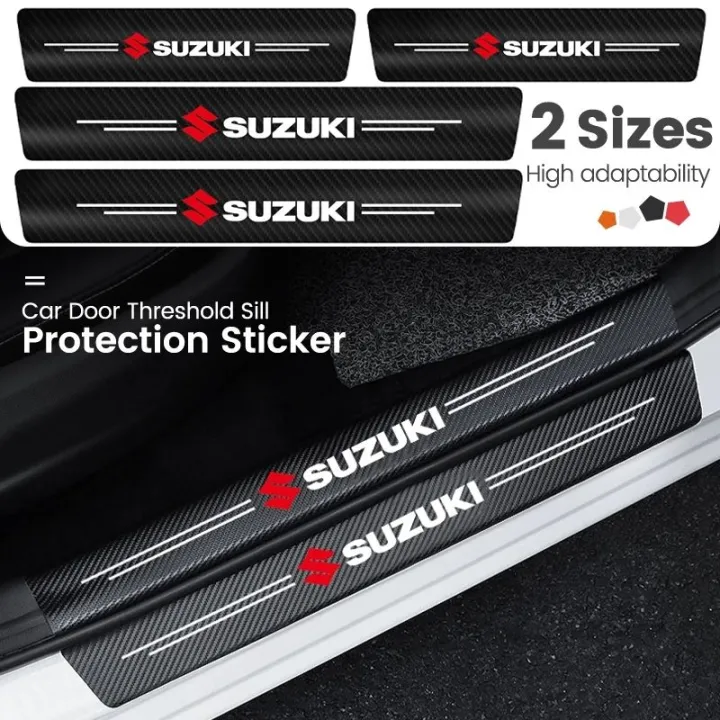 Suzuki Alto New 660cc Door Sill Leather Stickers Carbon Fiber 4 Pcs Set ...