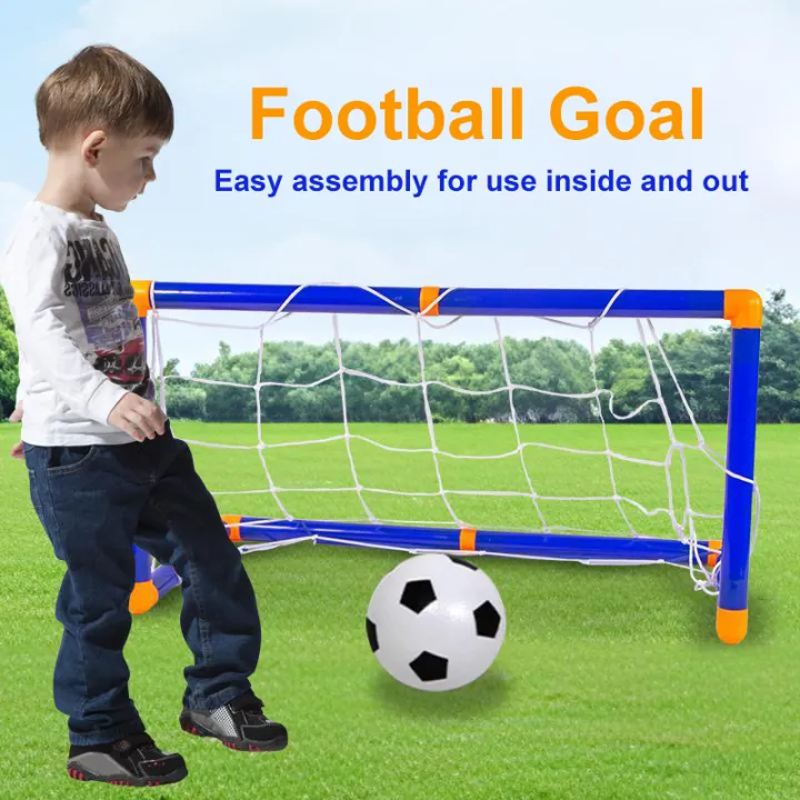 Folding Mini Football Soccer Ball Plastic Removable Goal Post Net Set ...