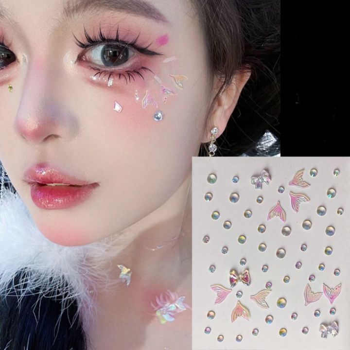 3D Hair Crystal Stick On Self Adhesive Resin Stickers Face Pearls ...