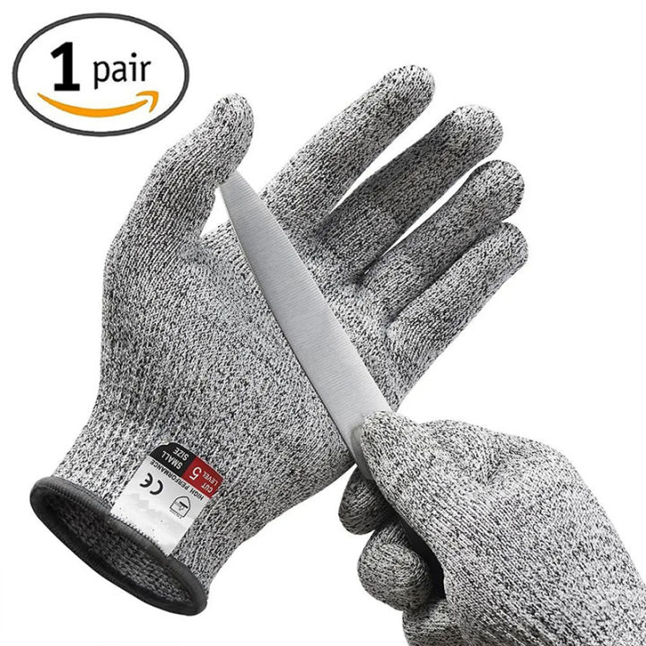 5 Level HPPE Safety Cut-Resistant Gloves Anti Cut Proof Grey Anti-Cut Level Work Garden Butcher ...