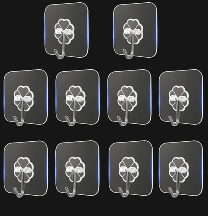 10 pcs transparent stainless steel strong self Adhesive Hooks Hangar ...