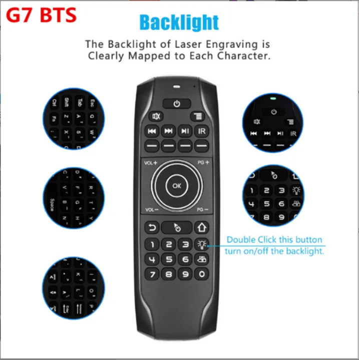 Newest G7BTS Backlit BT 5.0 Air Mouse Gyroscope Wireless Air Mouse with ...