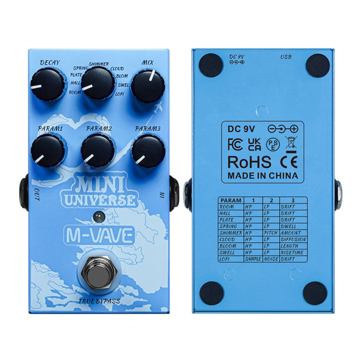 M-VAVE Mini Universe Digital Reverb Guitar Pedal 9 Reverb Effects Room ...