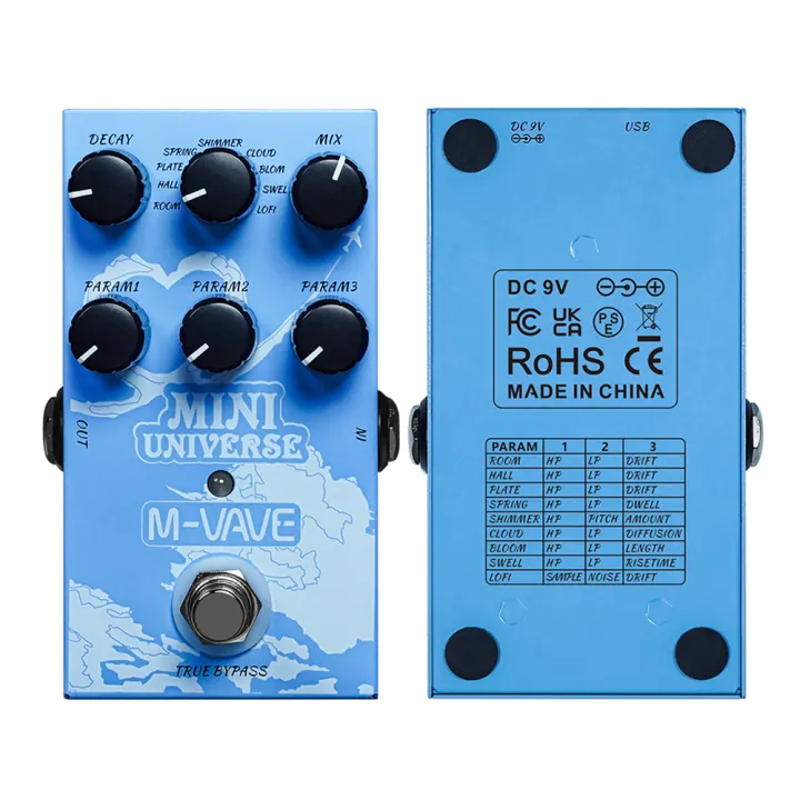 M-VAVE Mini Universe Digital Reverb Guitar Pedal 9 Reverb Effects Room ...