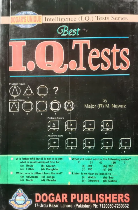 Dogar Intelligence Test IQ Tests book Latest Edition / Intelligence ...