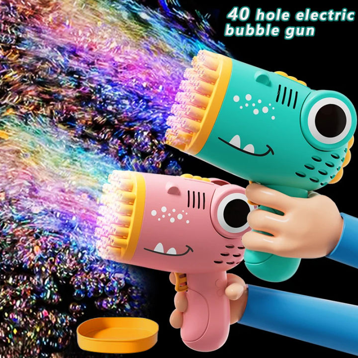 40 Hole Dinosaur Bubble Gun Automatic Electric Handheld Bubble Machine ...