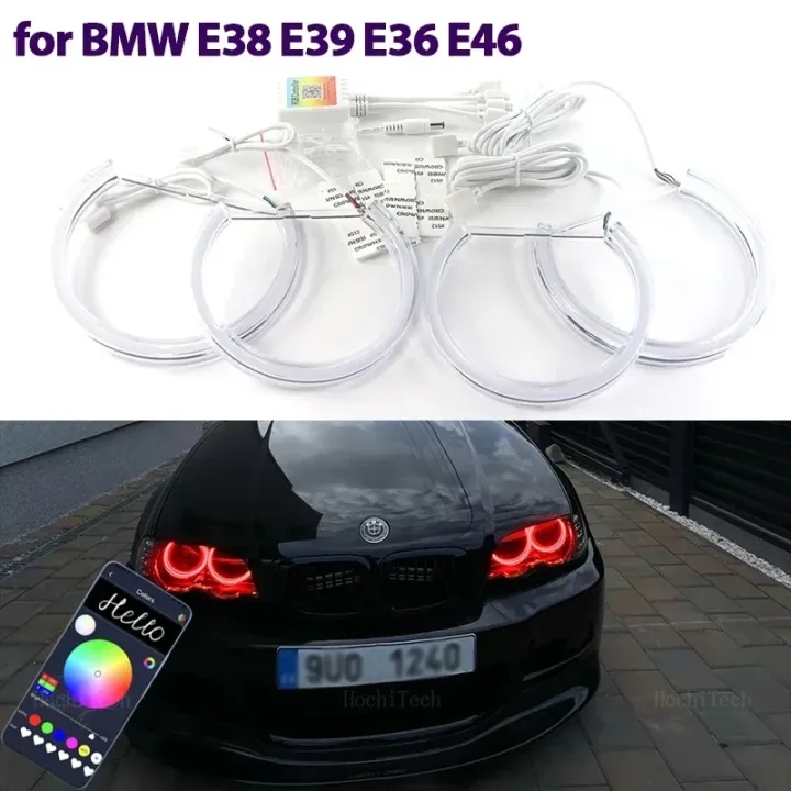Crystal LED Angel Eyes Ring RGB multi-color APP Control Lamp DRL for ...