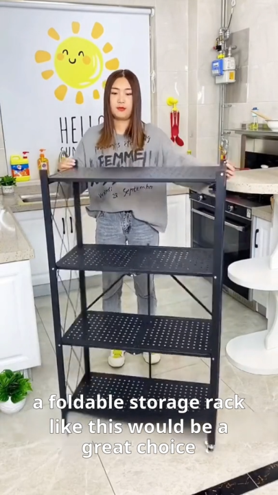 3 Layer Collapsible Foldable Heavy Duty Metal Frame Storage Trolley ...