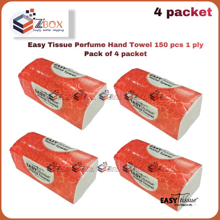 Easy Tissue Perfume Hand Towel 150 pcs 1 ply Pack of 4 packet | Daraz ...