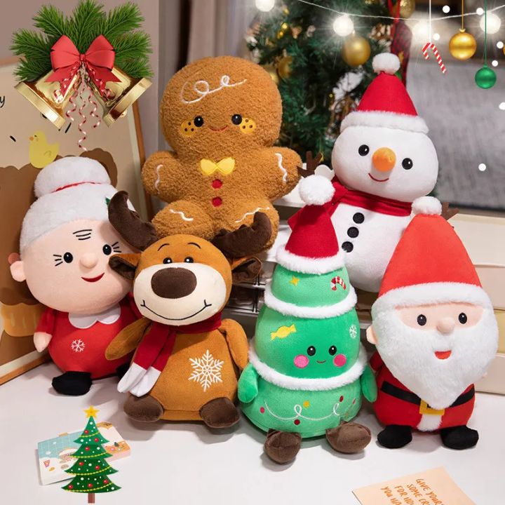 Cute Santa Claus & Elk Snowman Gingerbread Man Plush Toys Stuffed ...