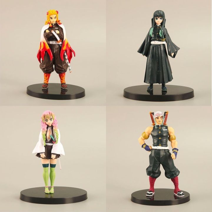 4PCS Demon Slayer Hashira Figures Set Anime Character Dolls Kyojuro ...