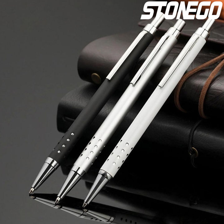 STONEGO Click Ballpoint Pen, Metal Housing Gel Pen Medium Black Ink Tip ...