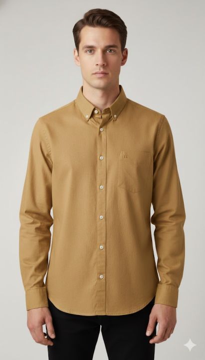 Anationz – Linen Cotton Normal Collar Shirt – Beige | Daraz.lk