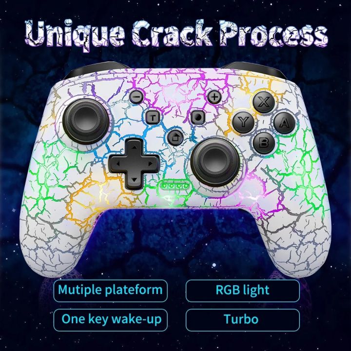 Six Axis Gyroscope Dual Vibration RGB Wireless Gamepad LED CRACK ...