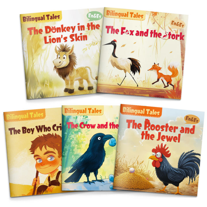 English & Spanish Bilingual Moral Stories Set (5 Books) for Kids ...