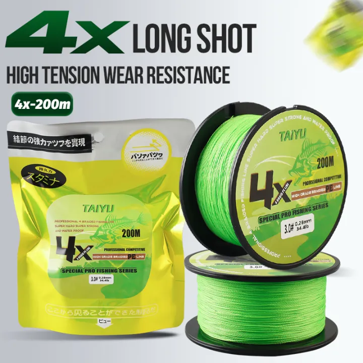 TAIYU 4 Strands 200M PE Braided Fishing Line 19LB-70LB Japan Durable ...