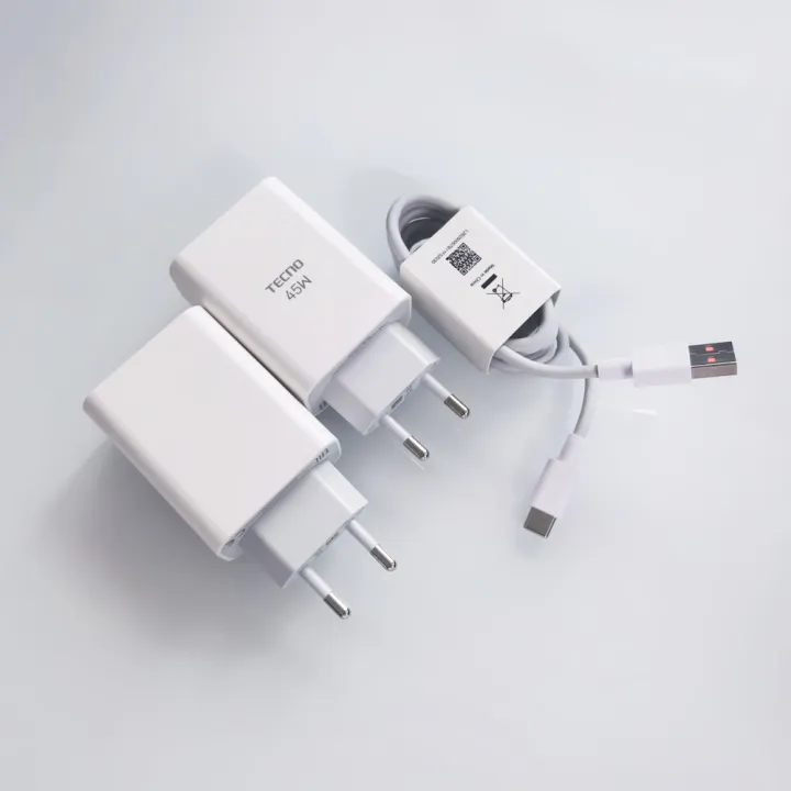 Tecno 45W Fast Charger EU Quick Charge Power Adapter USB Type C Cable ...