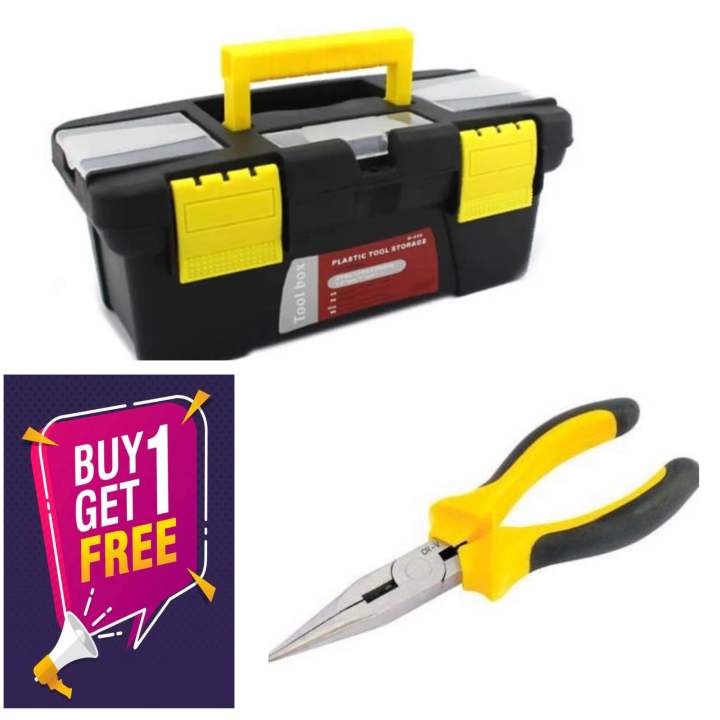 Small Portable Plastic Hardware Tool box 11” And Get 1 Nose Plier Free | Daraz.lk