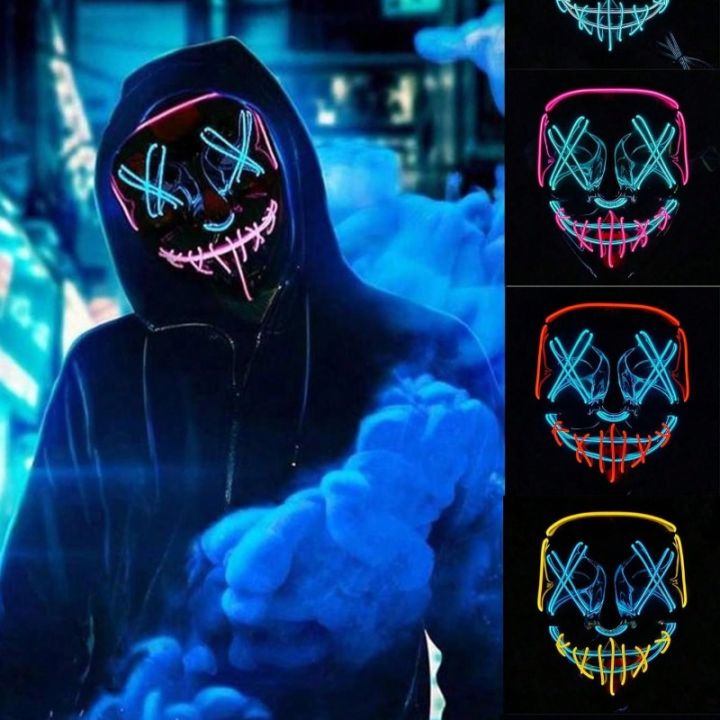 halloween masks of terror led face light mask Scary Scream Bright Mask ...