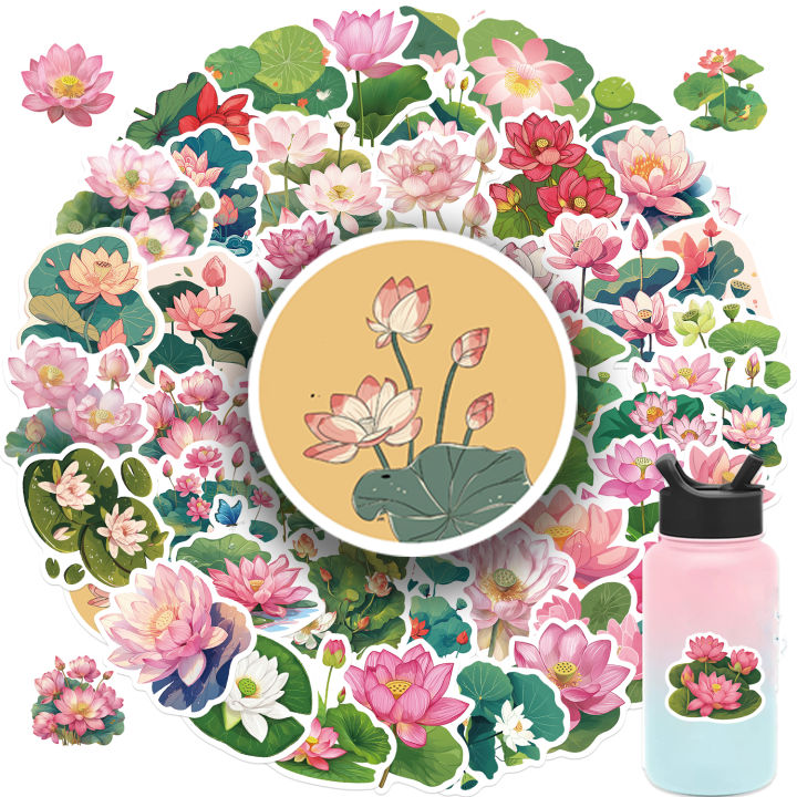 50pcs Lotus Stickers Realistic Flowers Decals for Home Kitchen Decor ...