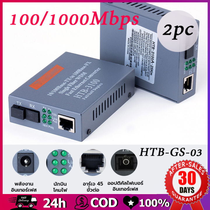 Gigabit media converter 10/100/1000 Mbps HTB-GS-03 (a/b) fiber optic 20km single-mode single ...
