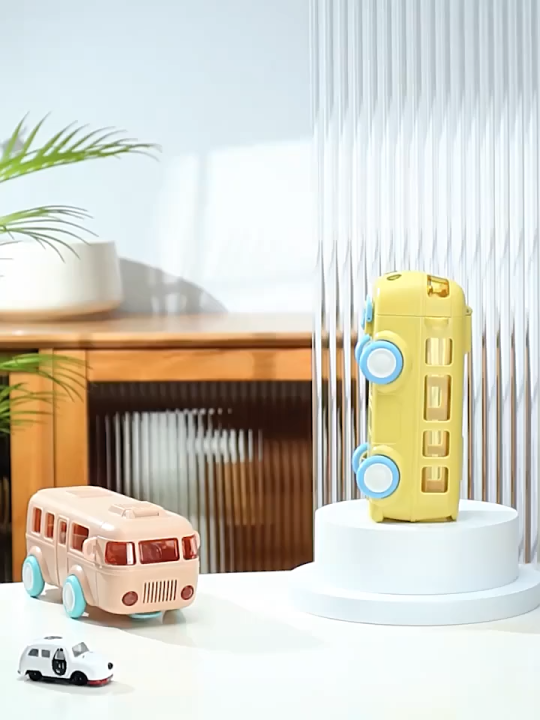 Bus Water Bottle for Kids with Strap Sipper and Straw Leakproof BPA ...