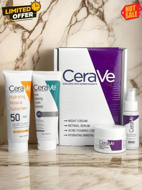 CeraVe Developed With Dermatologists Skin Care Kit Night Cream Retinol ...