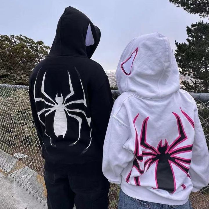 Full Zip Up Spider Hoodie Women Men Streetwear Harajuku Graphic ...