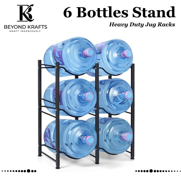 6 Water Bottle Stand -3-Tier Double Water Jug Rack – Bottle Organizer ...