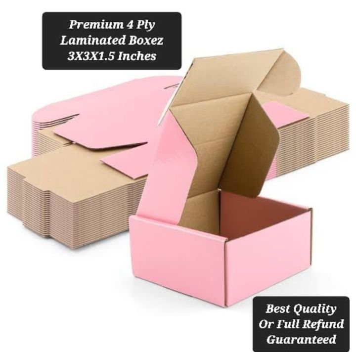 Premium Pink Corrugated Boxes With Lamination 3X3X1.5 Inch - Bundle Of ...