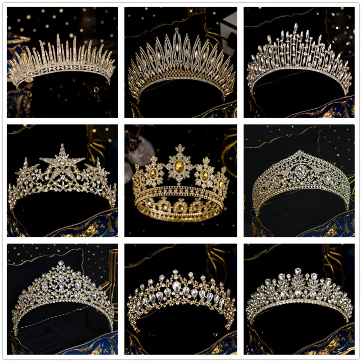 Gold Color Luxury Crystal Wedding Tiaras And Crowns Party Rhinestone ...