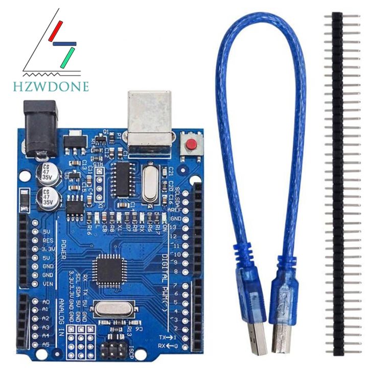 UNO R3 Board ATmega328P Development Board with Pin Header and Cable ...