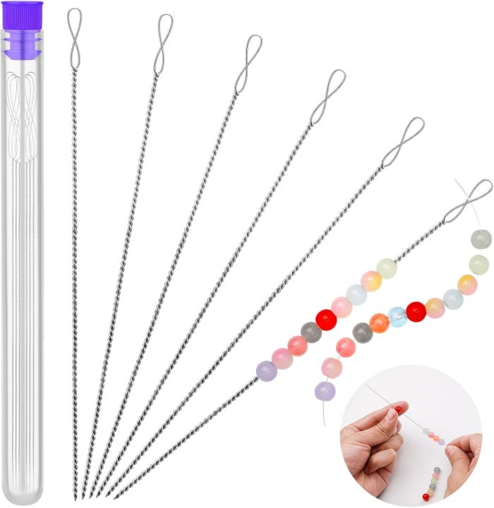 MIUSIE Beading Needles 6 Pcs Collapsible Eye Twist Seed Bead Needles ...