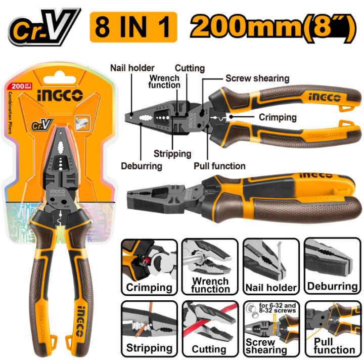 INGCO 8" (200mm) 8 IN 1 MULTI-FUNCTION COMBINATION PLIER HMFCP28200 | Daraz.com.bd
