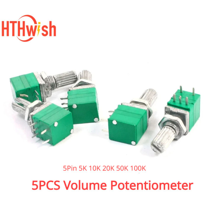 New 5PCS Volume Potentiometer Industrial Switches 5Pin 5K 10K 20K 50K ...