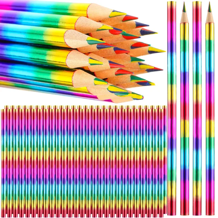 8/16Pcs Rainbow 4 Color in 1 Pencils Rainbow Pencils Wooden Colored ...