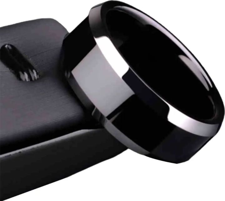 Plain black and silver titanium challa ring for men boys | Daraz.pk