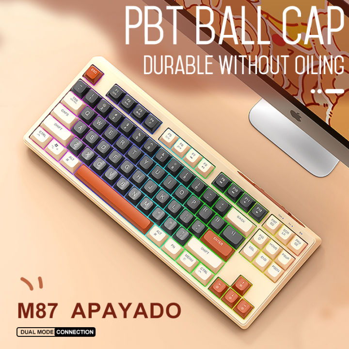 M87 Bluetooth Keyboard, 2.4G Wireless Dual Mode, PBT Ball Cap, Rainbow ...