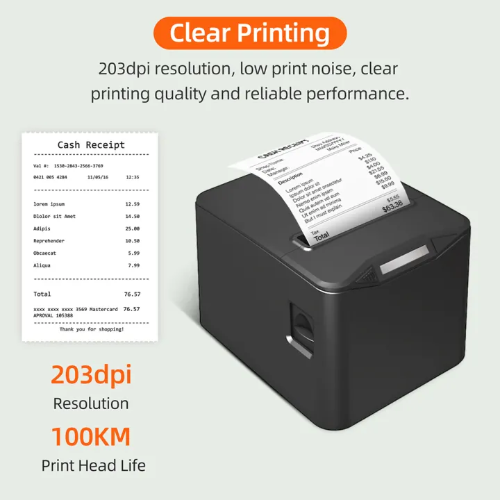 Wireless Printer Portable Printer USB Receipt Printer Efficient 220mm/s ...