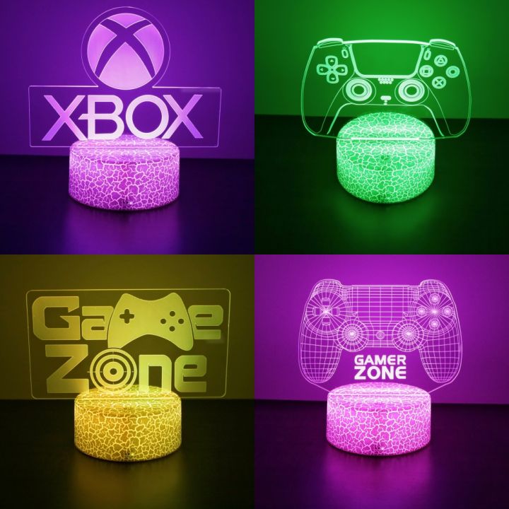 NEON GAMER 3D Lamp LED Night Light Gaming Setup RGB Children's Lamps ...