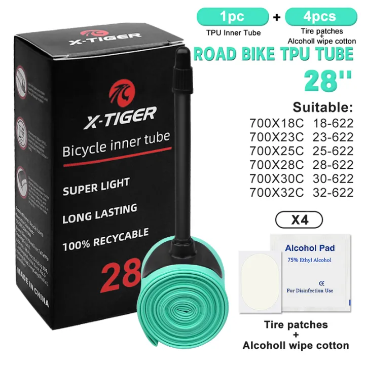 X-TIGER Bike Inner Tube Green 28 Inches 700 x 18-32C TPU Ultralight ...