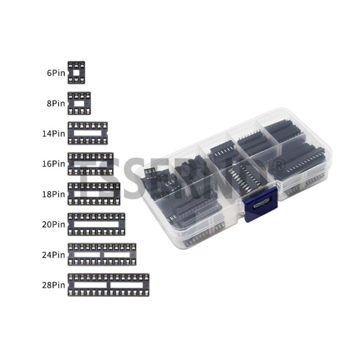 66PCS/Set DIP IC Sockets Adaptor Solder Type Kit 6,8,14,16,18,20,24,28 ...