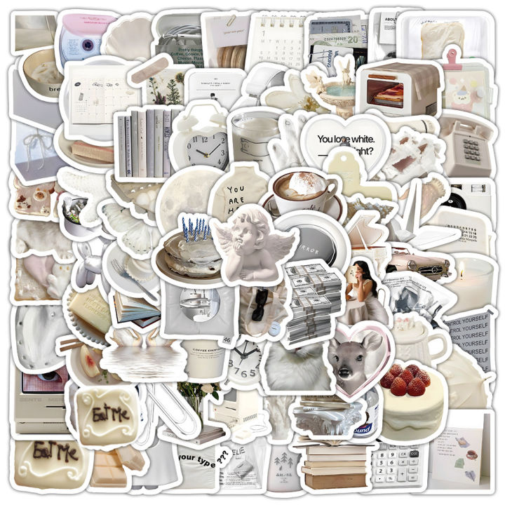 10/30/50/100pcs White Ins Style Cute Cartoon Stickers Aesthetic ...