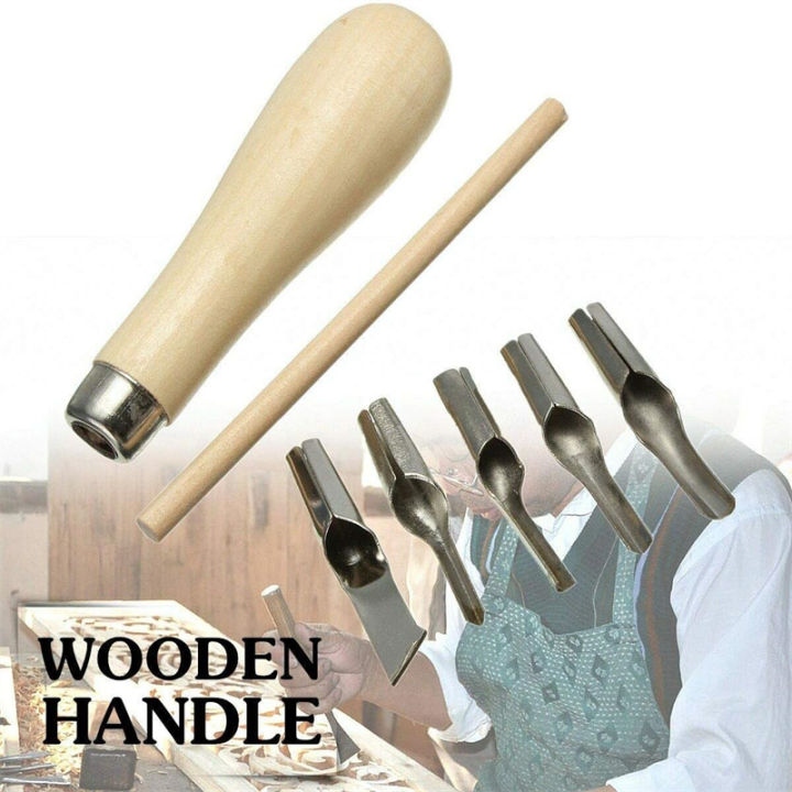 Lino Block Cutting Rubber Stamp Carving Tools With 5 Blade Wood Handle ...