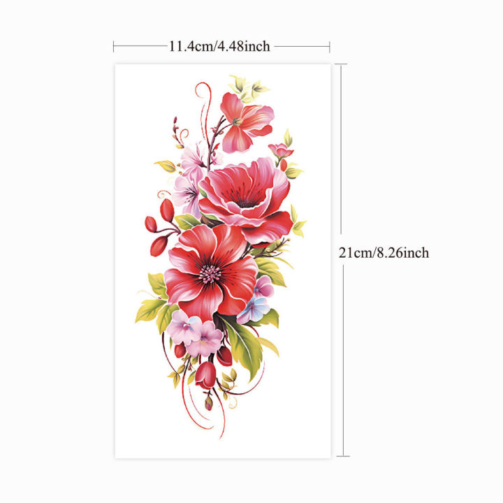 Realistic Flower Rose Fake Tattoo for Women Body Art Waterproof ...