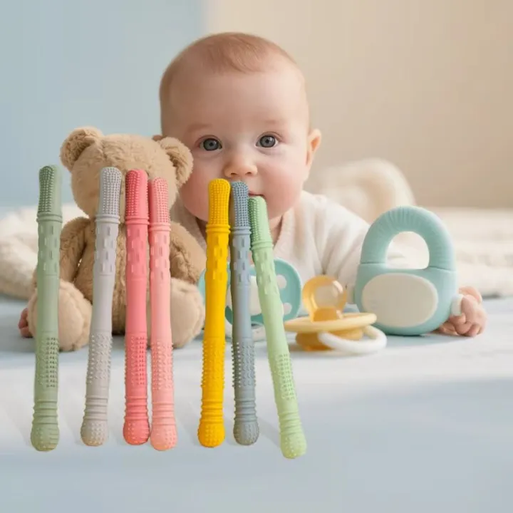 Silicone Hollow Molar Stick Newborn Teething Tube Molar Toy Gift Straw ...
