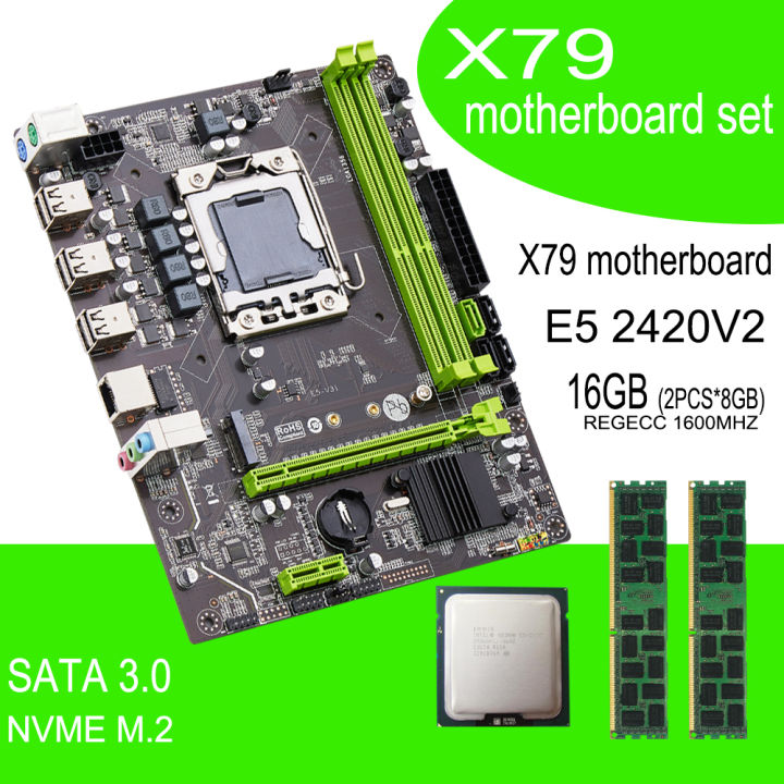 Qiyida X79 Motherboard set E5 2420V2 2*8GB=16GB DDR3 memory combo kit ...