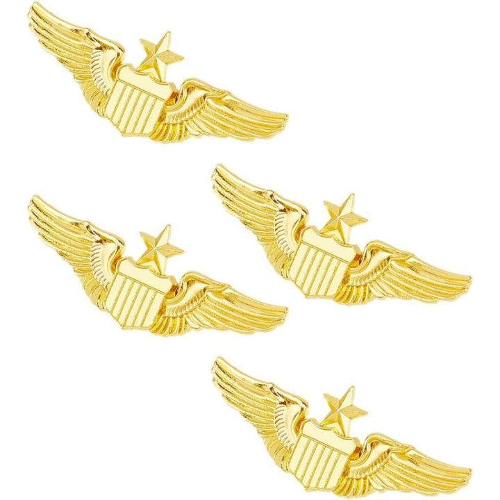 4Pcs Wings Pin Gold Wing Pilot Badge Pilot Costume Lapel Pin Alloy ...